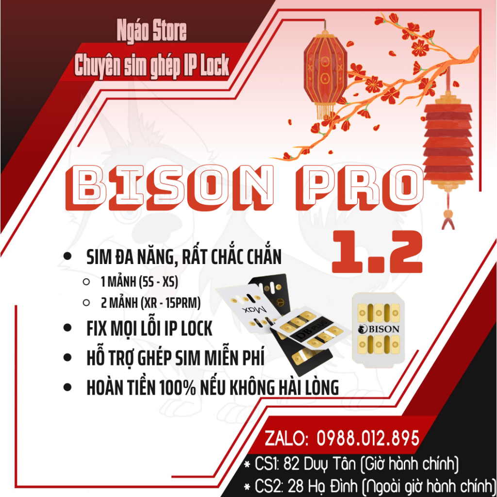 Sim ghép Bison Pro v1.2 - Fix tất cả lỗi IP Lock (Map, Danh Bạ, TTShop ...