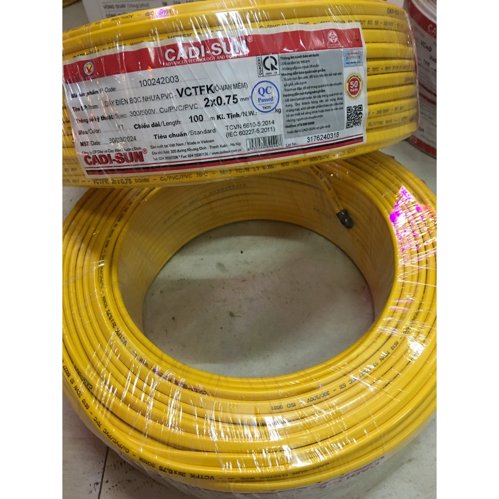 Dây Điện Đôi 2x0,5 2x0,75 2x1 Cadi-sun Chính Hãng Bảo Hành Trọn Đời (quận 100 mét) | Shopee Việt Nam