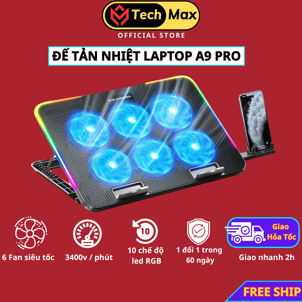 Đế Tản Nhiệt Laptop Máy Tính Gaming A9 Pro Led Viền RGB Từ 13 inch Đến ...