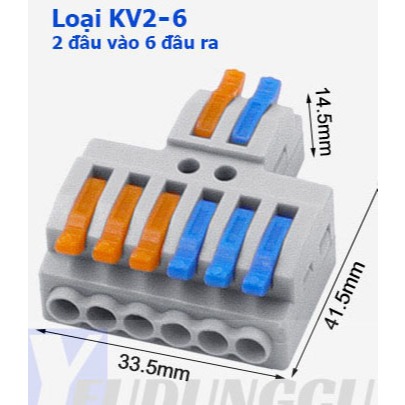 Cút nối dây điện nhanh Kẹp giắc KV212 KV214 KV111 2 đầu vào và 2/4/6 đầu ra có phân biệt màu ...
