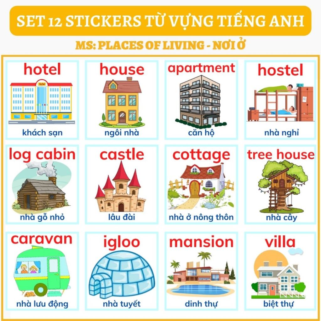 🔥SET 12 STICKERS - CHỦ ĐỀ NHÀ Ở🔥 | Shopee Việt Nam