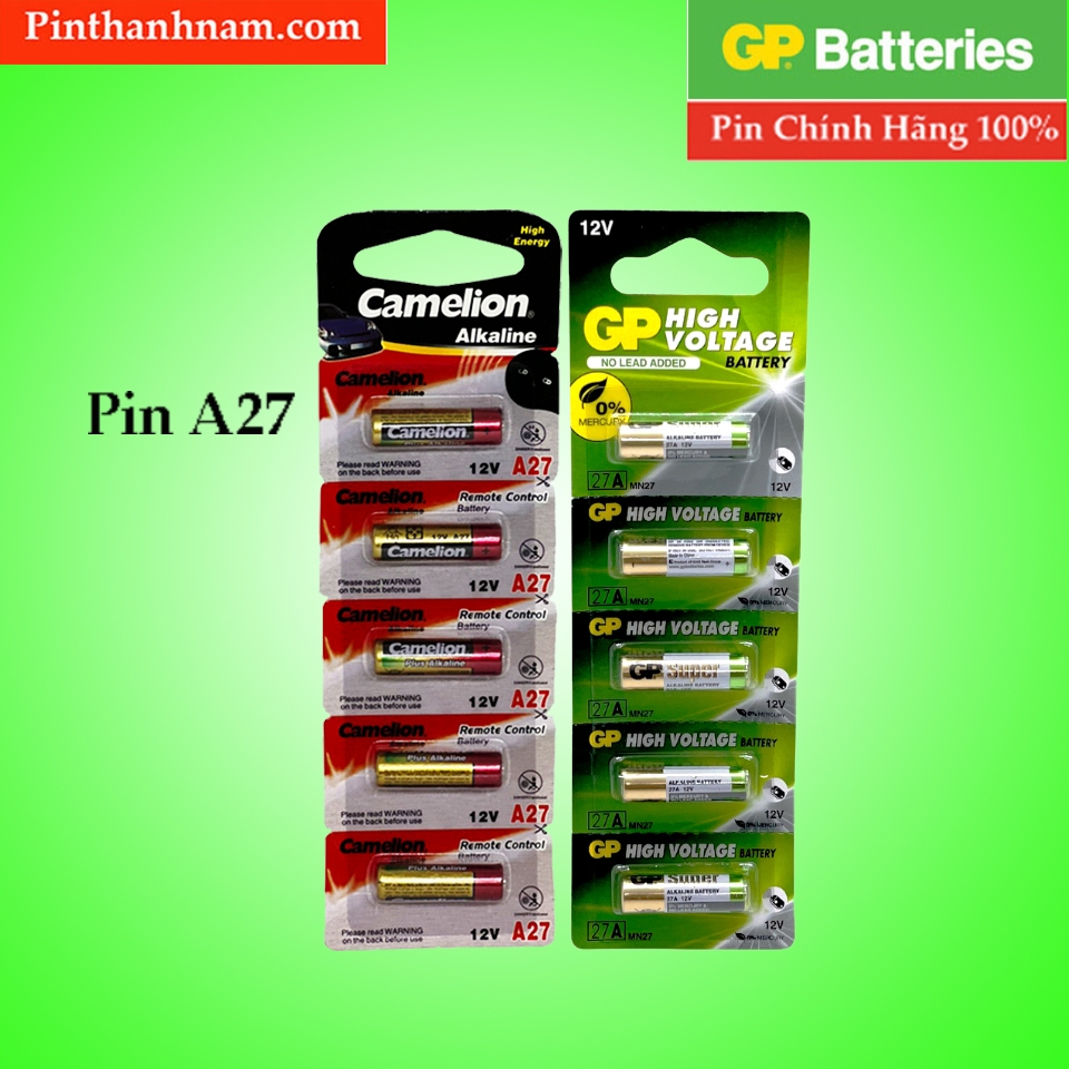 Pin A27 Camelion / GP 12V Vỉ 5 Viên Thay Remote Khiển Cửa Cuốn , Pin Chuông Cửa | Shopee Việt Nam