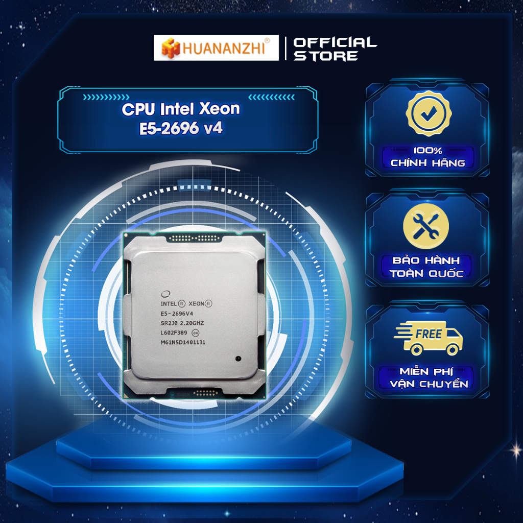 CPU Intel Xeon E5-2696 v4 (2.2GHz Turbo up to 3.6GHz, 22 Nhân 44 Luồng, 55MB Cache, LGA 2011-3 ...