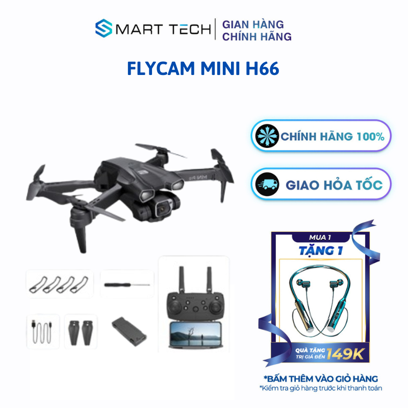 Flycam mini điều khiển từ xa H66, máy bay không người lái camera kép ...