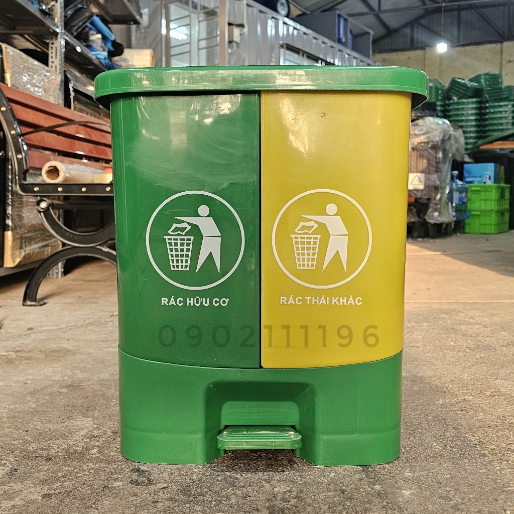 Thùng rác 2 ngăn 40L phân loại rác | Shopee Việt Nam