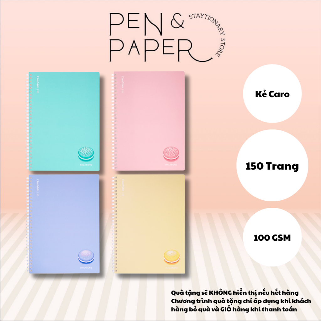 Sổ Lò Xo Nhựa Mềm CLASSMATE Macarons 150 Trang, 100 GSM Dòng Kẻ Caro ...