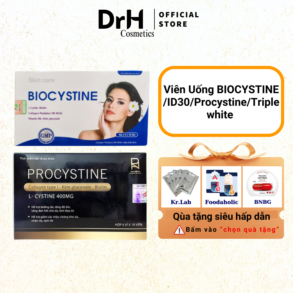 Viên Uống BIOCYSTINE /ID30/Procystine/Triple white giúp đẹp da đẹp tóc ...