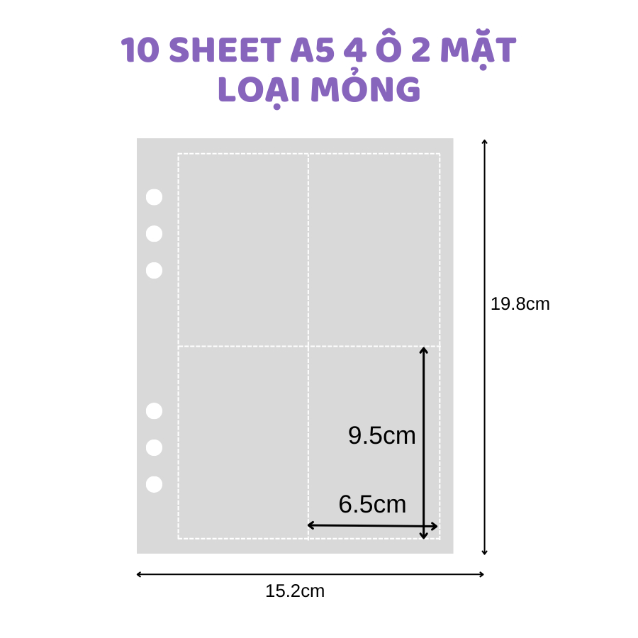 Sheet A5 A4 sheet meet chứa ảnh Buka nhiều kích thước trong suốt 6 lỗ ...