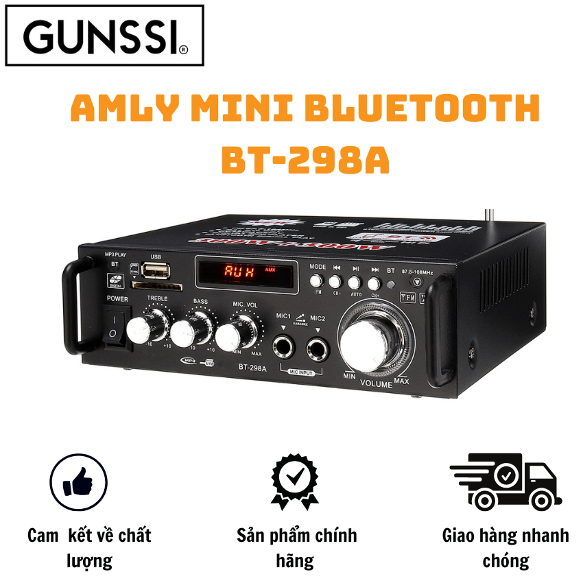 Amly Mini Bluetooth Gunssi BT-298A-amply karaoke gia đình-chống nhiễu ...