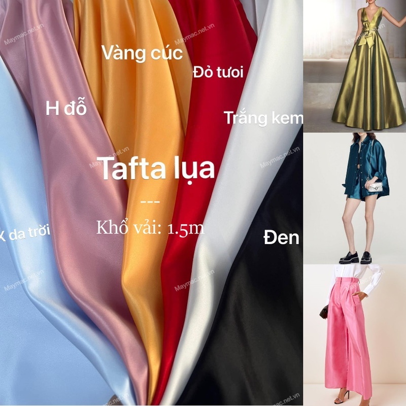 [Vải MM] (308) Vải Tafta Lụa Chính Phẩm Bóng Mướt, Không Giãn Lên Váy ...