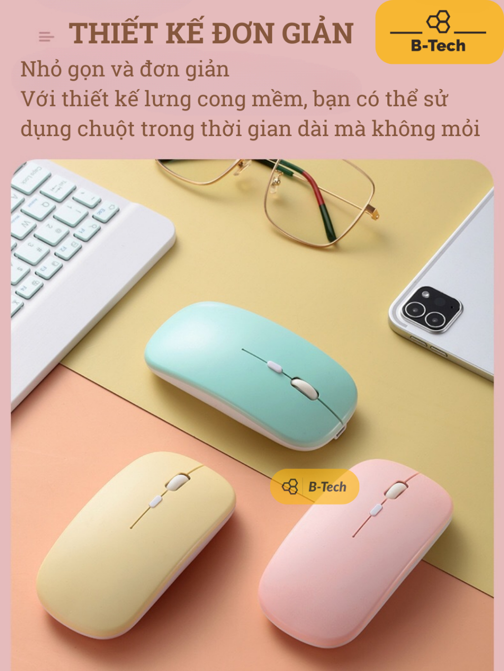Chuột không dây bluetooth wireless mouse pin sạc W110, chuột cho ...
