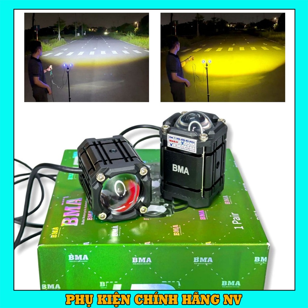 Đèn Trợ Sáng W2 Bi Cầu Mini Chính Hãng BMA Xe Máy Xe Đện 4 Chế Độ Tích Hợp Auto Passing phiên ...