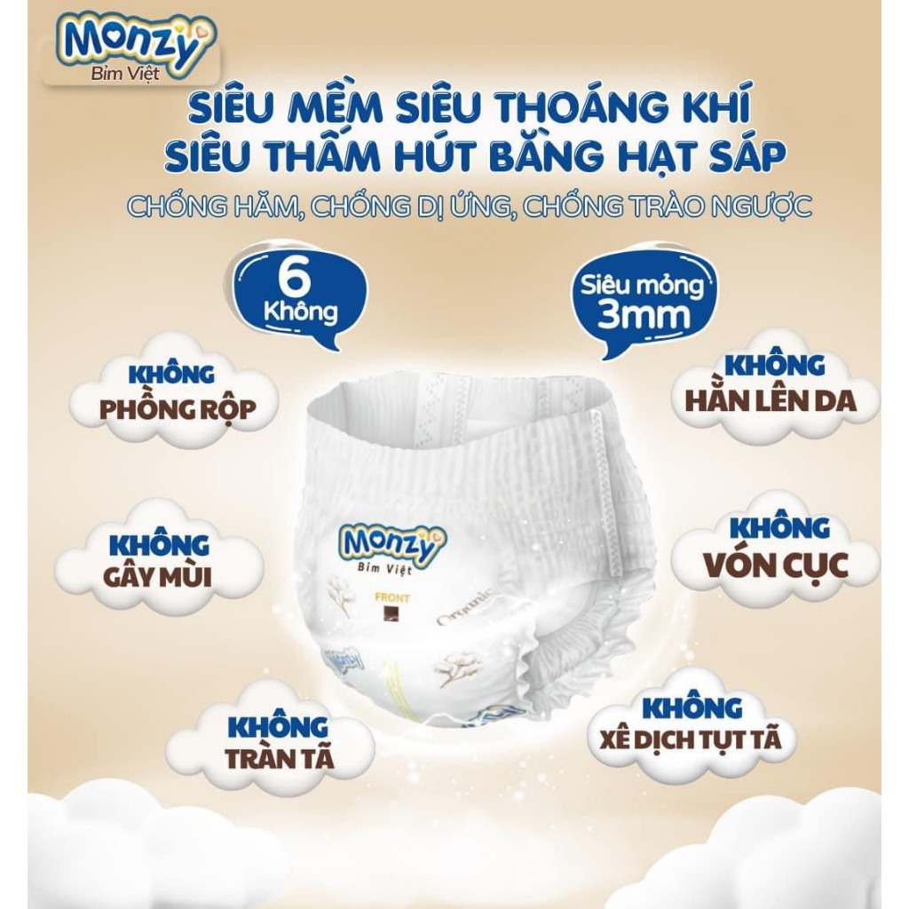 Bỉm Monzy (2 bịch 100 miếng) Bỉm Việt Organic Cao Cấp đủ size M-5XL | Shopee Việt Nam