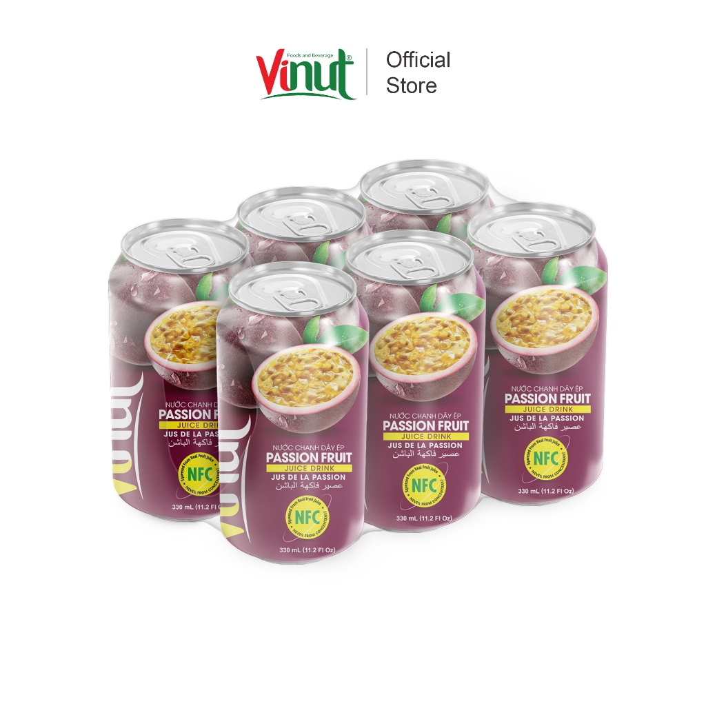 [ LỐC 6 LON ] Nước ép Chanh dây, Nước ép trái cây tươi VINUT. Lon 330ml. | Shopee Việt Nam
