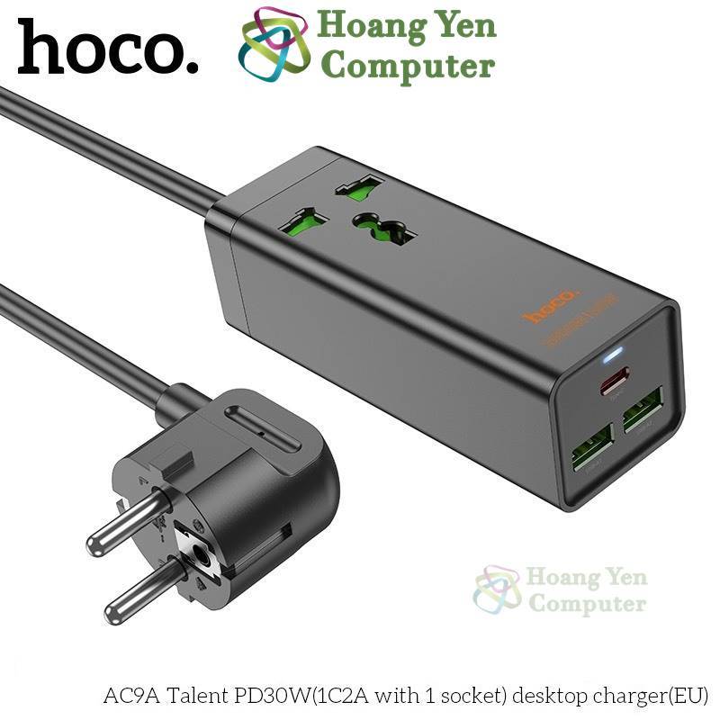 Ổ Cắm Điện Mini Đa Năng Hoco AC9 2500W (1 cổng AC, 2 cổng USB, 1 cổng ...