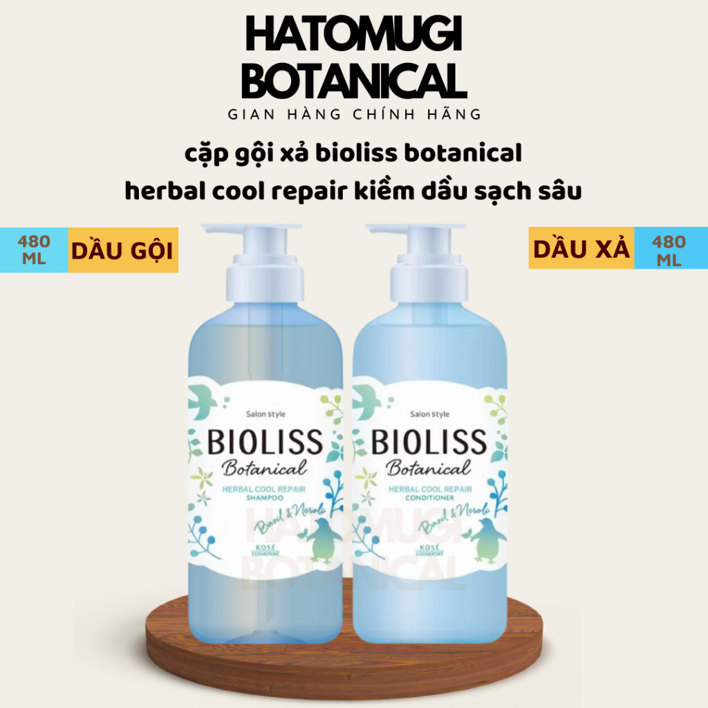 Cặp gội xả BIOLISS BOTANICAL HERBAL COOL Nhật Bản kiềm dầu làm sạch sâu và dưỡng tóc mềm mượt ...