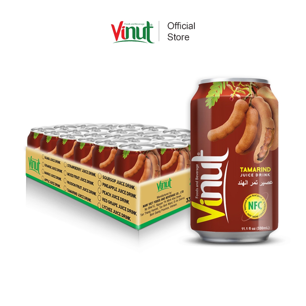 [ KHAY 24 LON ] Nước ép Me, Nước ép trái cây tươi VINUT . Lon 330ml. | Shopee Việt Nam