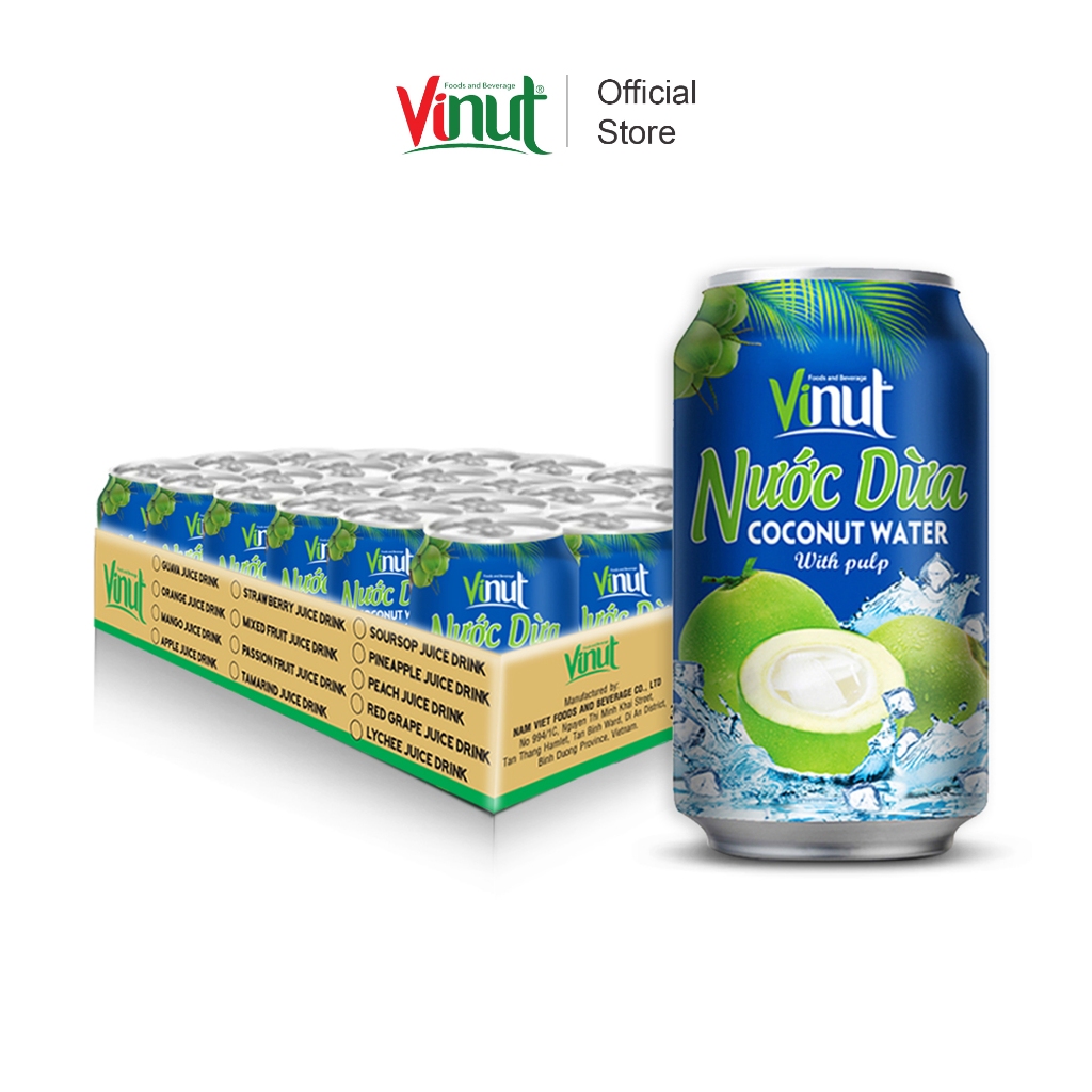 [THÙNG 24 LON ] Lon Nước Dừa Có Thịt Vinut 330ml | Shopee Việt Nam