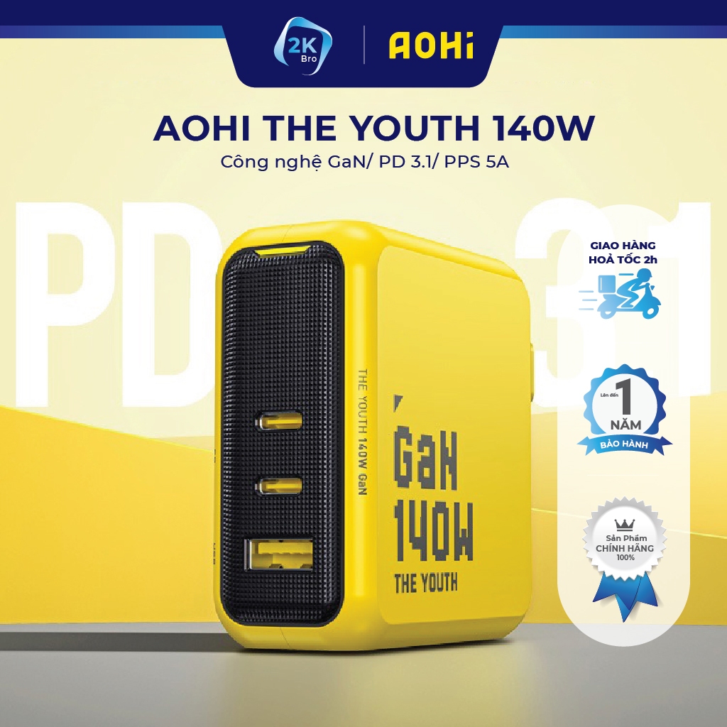 Củ sạc AOHI 140W THE YOUTH GAN 2C 1A siêu nhanh cho Laptop Điện Thoại | Shopee Việt Nam