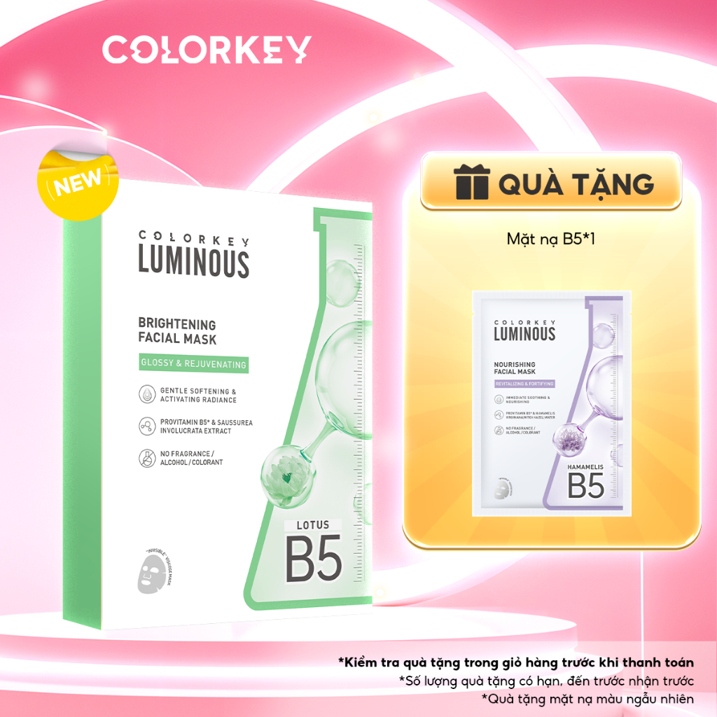 Mặt Nạ Giấy COLORKEY LUMINOUS Vitamin B5 PHIÊN BẢN NÂNG CẤP 10 miếng ...