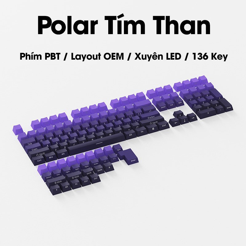 Keycap xuyên led POLARIS, NINJA, GRADIENT mặt trên, side print profile ...