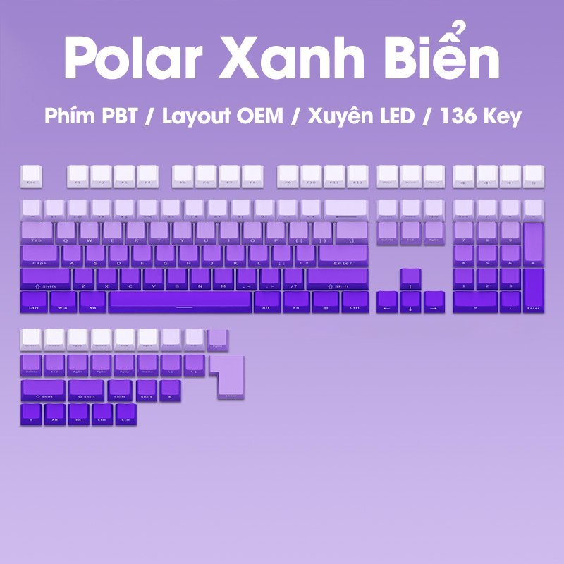 Keycap xuyên led POLARIS, NINJA, GRADIENT mặt trên, side print profile ...