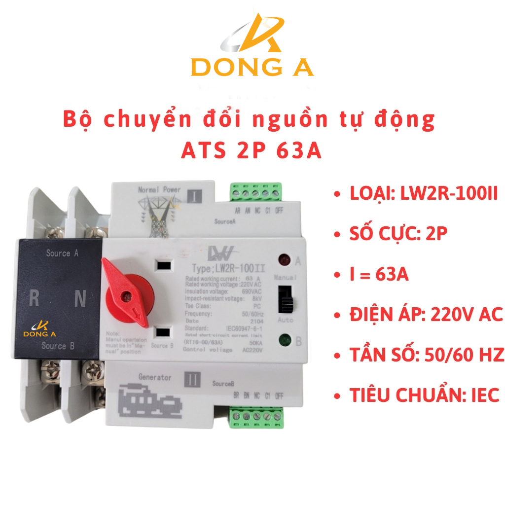Bộ chuyển nguồn tự động ATS 2P 100A, 3P100A hàng chính hãng LW - chuyển ...