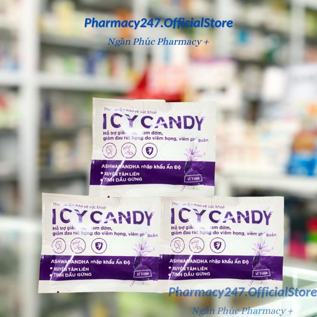 [MUA 9+1]ICY CANDY Vị ngon dễ ngậm ho xuyên tâm liên, tinh dầu gừng, hỗ trợ giảm ho, ấm họng ...