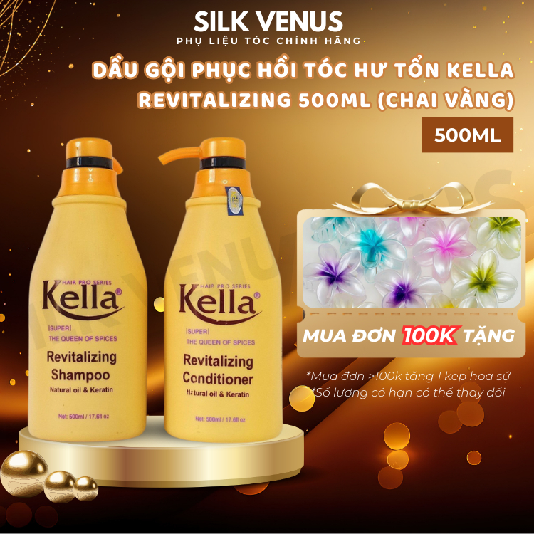 Dầu gội phục hồi tóc hư tổn Kella Revitalizing 500ml (Chai vàng ...