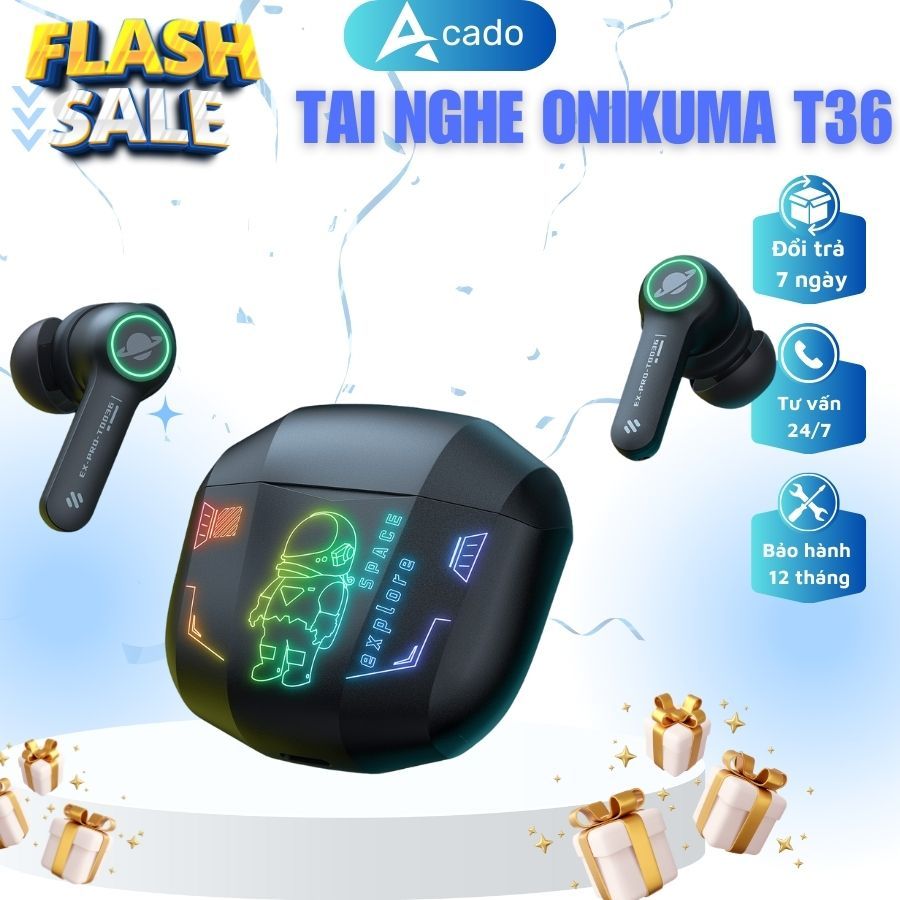 Tai nghe gaming nhét tai không dây Onikuma T36 TWS thích hợp để chơi ...