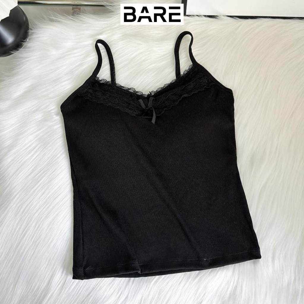 BARETOPTOP_(Có Size) Áo Kiểu Hai Dây Phối Ren Gợi Cảm, Áo Kiểu Cổ Yếm ...