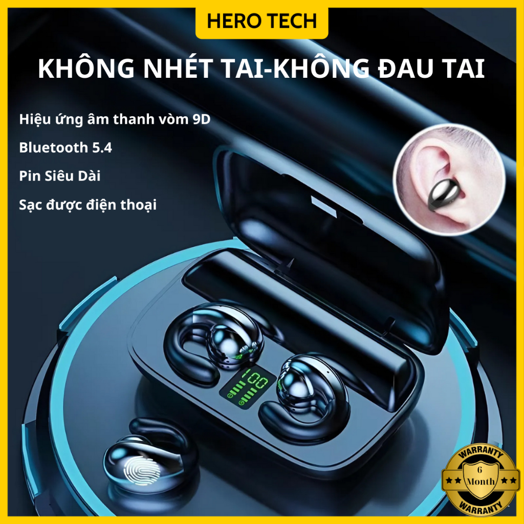 Tai nghe Bluetooth S19 MỚI, thiết kế kẹp tai, phong cách thể thao, đèn Led, pin khỏe, sạc dự ...