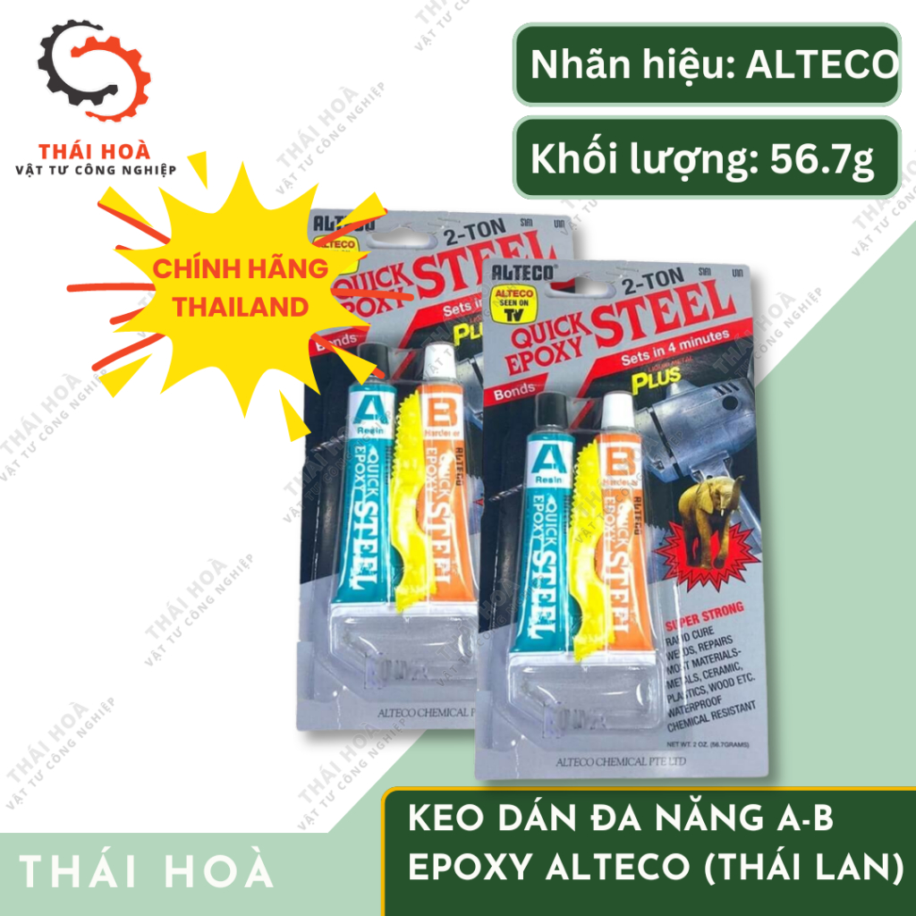 Keo dán đa năng Alteco (Thái Lan) AB Epoxy 56,7 gram – Keo dán sắt – Keo 2 thành phần AB Alteco ...