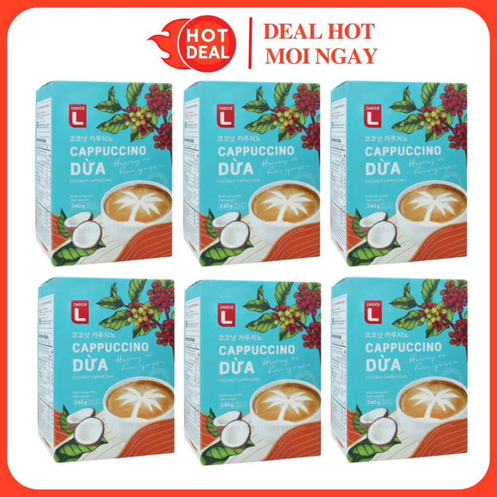 Lốc 6 Hộp Cà Phê Cappuchino Dừa LOTTE MART 240G (12 Gói x 20 Gram) | Shopee Việt Nam