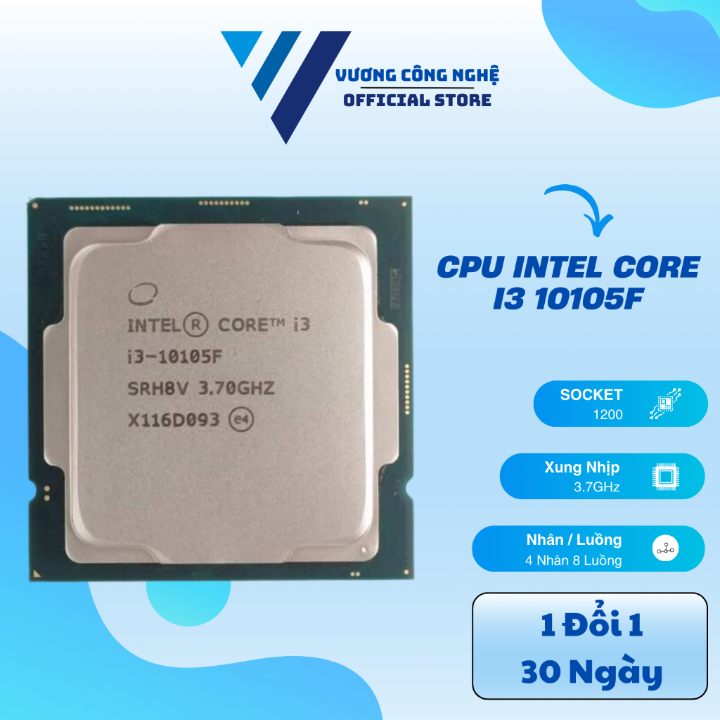 CPU INTEL CORE I3-10105F (3.7GHZ TURBO UP TO 4.4GHZ, 4 NHÂN 8 LUỒNG ...