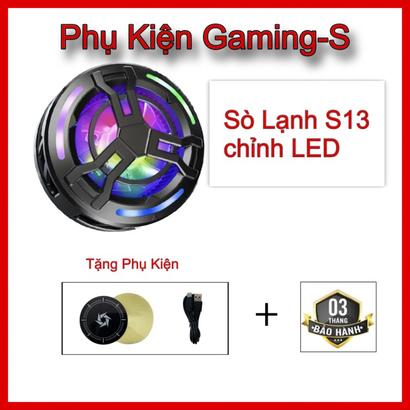Quạt tản nhiệt điện thoại sò lạnh: S13 - led rgb, phiên bản từ tính hút ...
