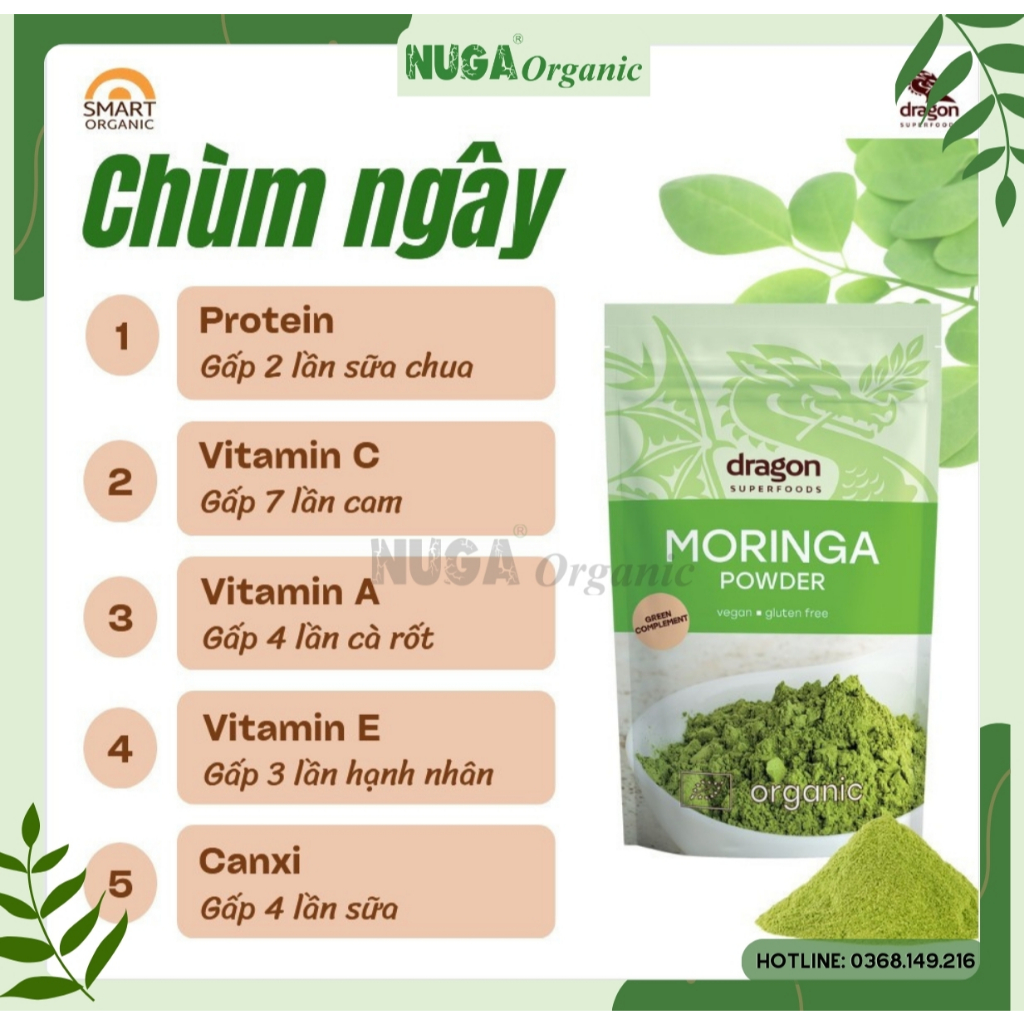 Bột chùm ngây hữu cơ (Organic Moringa Powder) - Dragon Superfoods ...