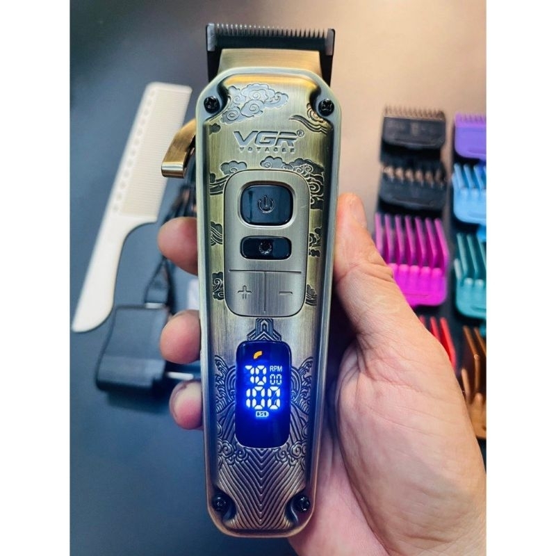 Tông Đơ Cắt Tóc VGR V005 Kim Loại Nguyên Khối, Lưỡi Thép Tinh Luyện Cao Cấp, Bốn Cấp Tốc Độ ...