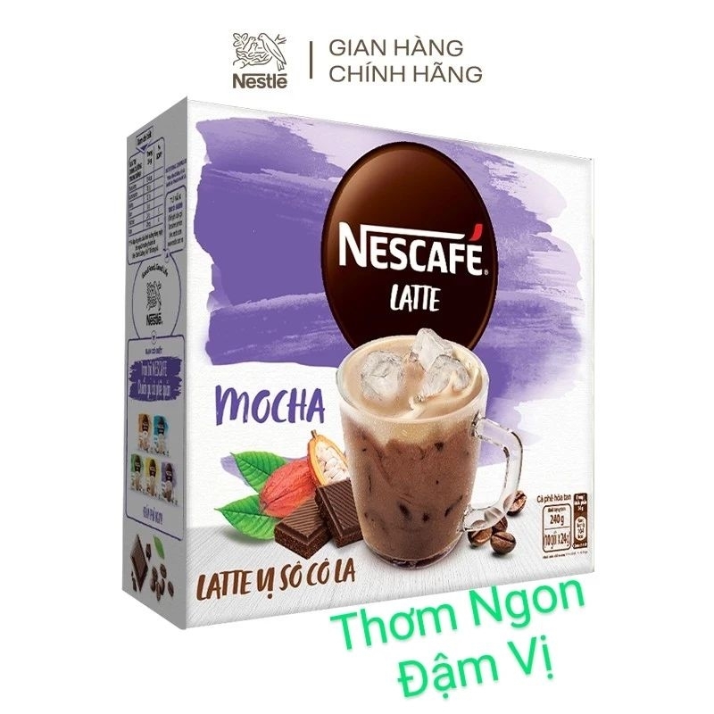 Cà Phê Hoà Tan NESCAFE LATTE Vị Socola Thơm Ngon Đậm Vị (10gói x 24gra ...