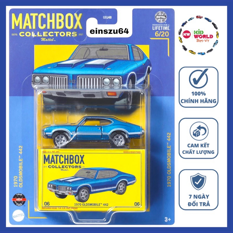 Xe mô hình Matchbox Collectors Series 1970 Oldsmobile 442 HVW12, bánh ...
