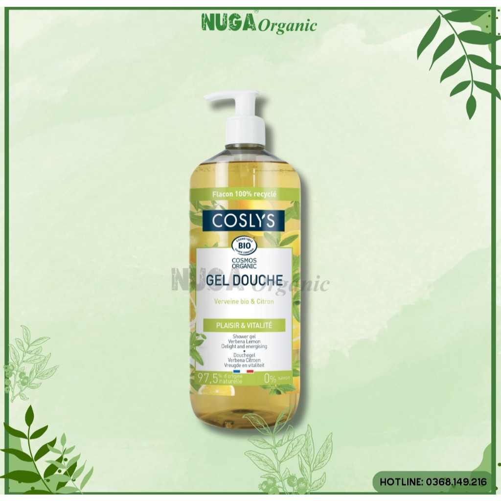 Sữa tắm dạng gel cỏ roi ngựa chanh hữu cơ (Bio Shower gel verbena and lemon) - Coslys - 1L ...