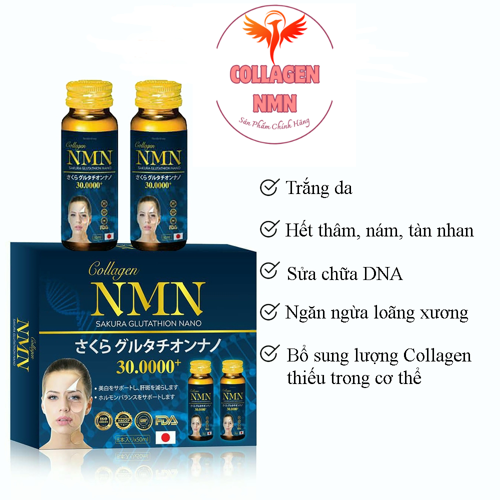 Nước Uống Collagen NMN 30.000+ Trắng Da Hết Nám Tàn Nhang Collagen NMN Glutathione Nano Nhật Bản ...