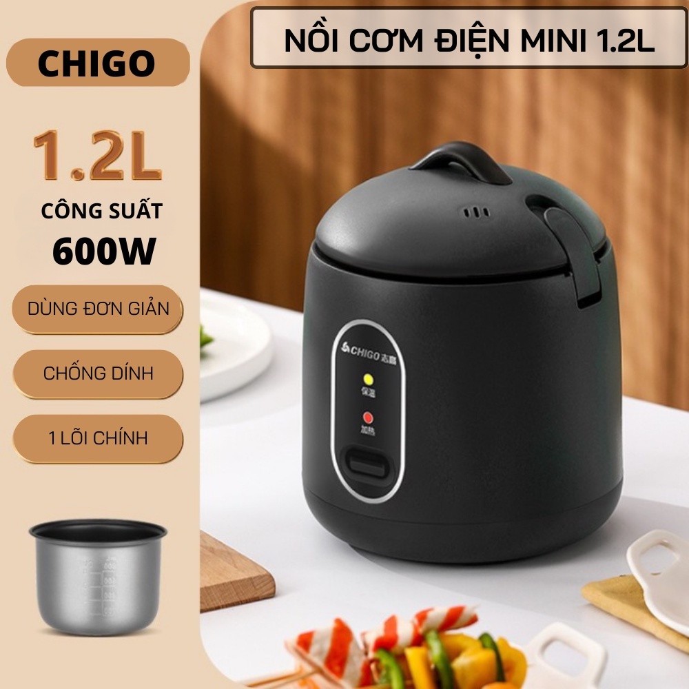 Nồi Cơm Điện Mini Chigo Chính Hãng Dung Tích 1,2L, Nồi Nấu Đa Năng, Nấu Cơm, Hầm Cháo, Hấp, Luộ ...