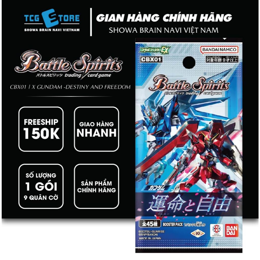 Bộ cờ chiến thuât Battle Spirits Bandai, Gói mở rộng CBX01 EX GUNDAM DESTINY AND FREEDOM, SL 1 ...