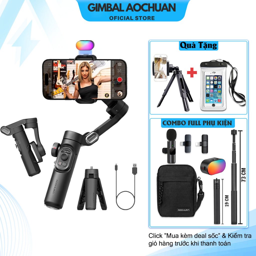 Gymbal điện thoại AOCHUAN Smart XE chính hãng, Gậy quay video chống ...