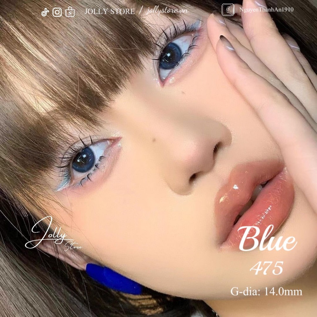 Lens cận 475 BLUE 14.0mm Kính Áp Tròng JOLLY EYES | Shopee Việt Nam