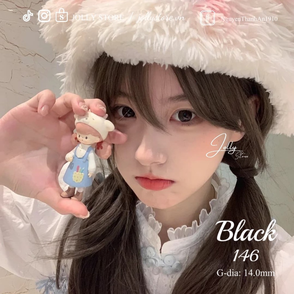 Lens cận 146 BLACK 14.2mm Kính Áp Tròng JOLLY EYES | Shopee Việt Nam