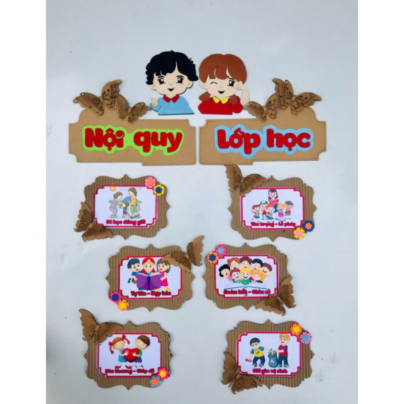 STEAM - Nội quy lớp học steam bìa carton pha nỉ đồ dùng tranh góc mầm ...