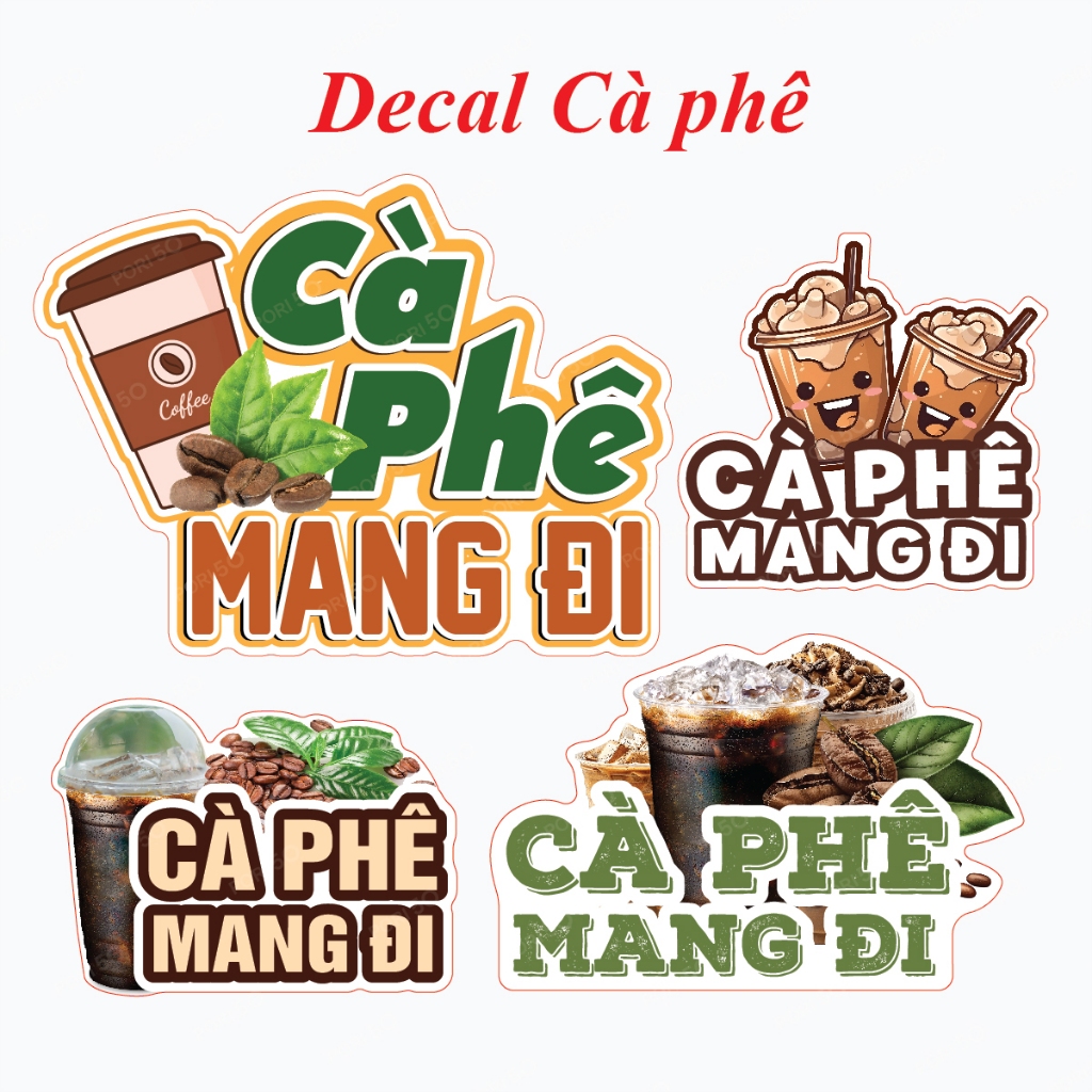 Decal Cà phê mang đi decor quán, xe cà phê cafe take away | Shopee Việt Nam
