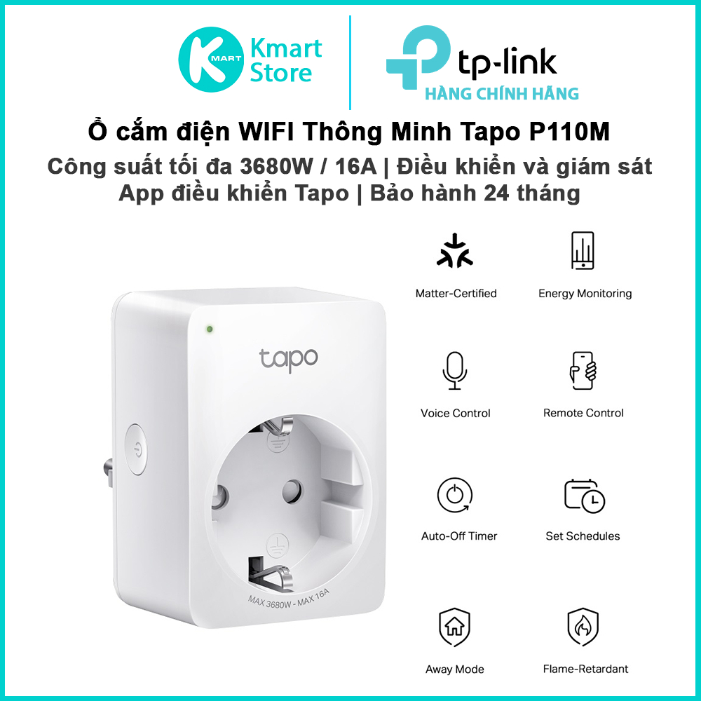 Ổ cắm điện WIFI Thông Minh TP-Link Tapo P110M | Công suất tối đa 3680W ...
